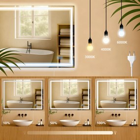 Koupelnové zrcadlo Jaffrey 60x80 bez Bluetooth – čiré sklo