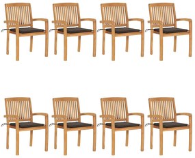 Stohovatelné zahradní židle s poduškami 8 ks masivní teak 3073248