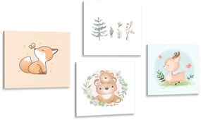 Set obrazů roztomilé zvířátka - 4x 60x60 cm