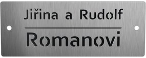 Jmenovka na schránku - Nerezová s černým podkladem Provedení: Bez otvoru pro uchycení - K lepení, Velikost (šířka): 15 cm