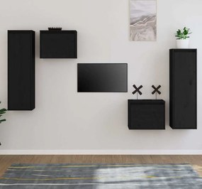 vidaXL TV skříňky 4 ks masivní borové dřevo [3100249] Barva: Černá