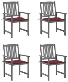 Zahradní židle s poduškami 4 ks šedé masivní akáciové dřevo