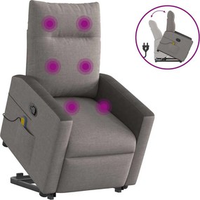 Zvedací masážní polohovací křeslo taupe textil 3324064