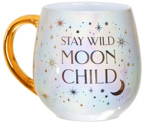 sass & belle Kameninový hrnek Stay Wild Moon Child 500 ml, bílá barva, zlatá barva, keramika