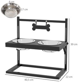 PawHut Miska na krmení pro psy výškově nastavitelná do 39 cm, černá D08-057V00BK