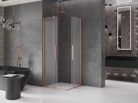 Mexen Velar Duo, sprchový kout s posuvnými dveřmi 80 x 80 cm, 8mm sklo námraza, měděná matná, 871-080-080-32-65