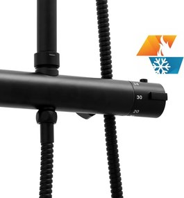Erga Bodo Therm, sprchová souprava s termostatickou baterií a dešťovou hlavicí 23x23cm, černá matná, ERG-YKA-BP.BODO-THERM-23-BLK