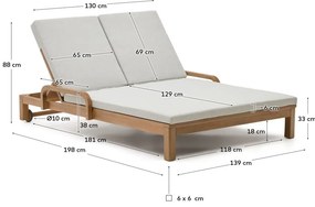Dvoumístné dřevěné zahradní lehátko v bílo-přírodní barvě Sonsaura – Kave Home