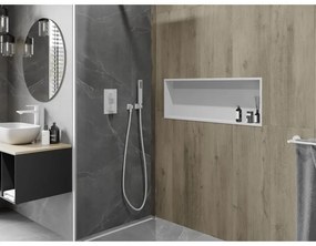 Mexen X-Wall-R, polička na zapuštění na obklad s límcem 90 x 30 cm, bílá, 1920903010