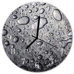 Nástěnné hodiny obrazové na skle - Kapky deště