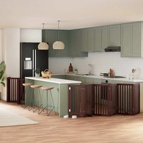 Zábrana pro psy s dvířky skládací 15 panelů hnědá 750 cm topol 3155664
