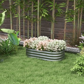 Outsunny vyvýšený záhon kovový 105x62x30cm květináč zeleninový záhon DIY květinový truhlík s otevřeným dnem bylinkový záhon pro zahradu balkon stříbr…