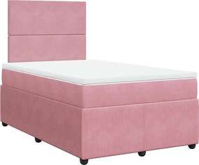 Box spring postel s matrací růžová 120 x 200 cm samet 3292309