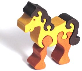 Fauna Dřevěné vkládací puzzle z masivu malý kůň hnědý