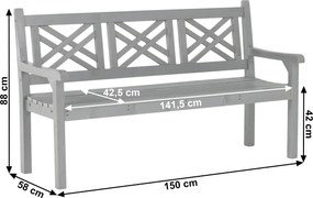 Dřevěná zahradní lavička, šedá, 150 cm, FABLA