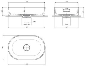 OMNIRES OVOUNBM - Umyvadlo na desku OVO 55x36 cm dolomit/matná bílá