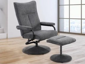 Relaxační křeslo s taburetem Alfa, kouřově šedá látka