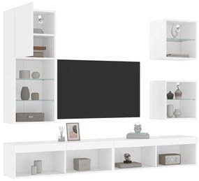 5dílná obývací stěna s LED osvětlením bílá kompozitní dřevo