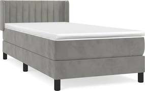 Box spring postel s matrací světle šedá 90x200 cm samet 3131057