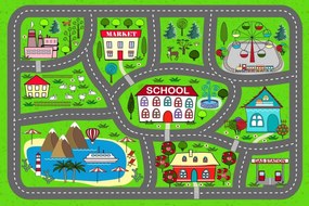 Dětský koberec Město II 100x150 cm zelený