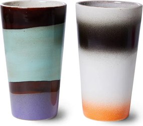 2ks barevný retro hrnek na latté 70s Boggie - Ø 7,5*13cm / 280ml