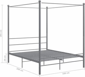 Rám postele s nebesy šedý kovový 160 x 200 cm 325065