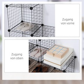 HOMCOM Drátová police, regálový systém se 6 kostkami, DIY úložný systém z drátů, regálová jednotka do obývacího pokoje a ložnice, černá, 109 x 37 x 1…