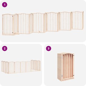 Zábrana pro psy s dvířky skládací 12 panelů 600 cm topol 3155589