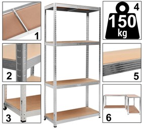 Dílenský regál IRONHOLD 174x80 cm stříbrný