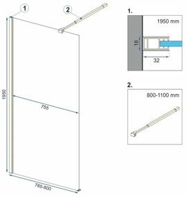 Sprchová zástěna Rea Aero 80 cm černý mat