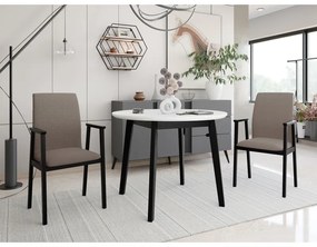 Rozkládací stůl se 2 židlemi - AL25, Barva dřeva: bílá, Potah: Hygge D20