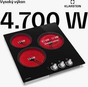Klarstein Sklokeramická varná deska EasyCook | 3 varné zóny | 4700 W | 11 úrovní výkonu | 45 cm