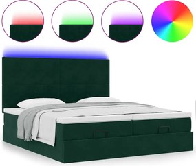 Osmanský rám postele s matrací tmavě zelená 200x200cm samet 3314612