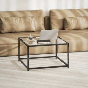 HOMCOM Odkládací stolek čtvercový, noční stolek s deskou z tvrzeného skla, konferenční stolek s nohami z oceli, 68 x 39 cm, černý