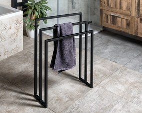 Sapho Sapho, SKA polička na ručníky s hrazdou 600x250mm, dub/černá mat, SKA385B