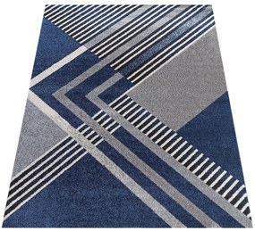 Kusový koberec moderní OTTO 03 Geometrický modrý šedý Rozměr: 80x150 cm