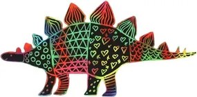 TEDDIES Škrabací obrázek duhový Dinosaurus / 9 ks / 13-15 cm / od 3 le