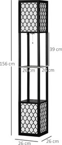 HOMCOM Stojací lampa Stojací lampa s policí a dvojitým světlem, 40W, E27, řetízkový vypínač, do obývacího pokoje, ložnice| Aosom