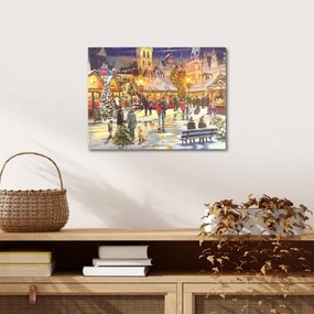 Nexos  86790 Nástěnná malba Vánoční trhy, 2 LED, 30 x 40 cm
