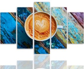 Obraz na plátně pětidílný Šálek kávy - 200x100 cm