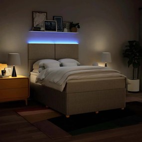 Box spring postel s matrací krémová 140x190 cm textil 3294349