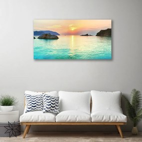 Obraz na plátně Slunce Skály Moře Krajina 125x50 cm