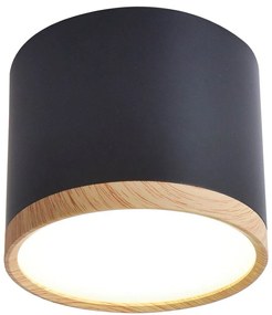 LED stropní bodové světlo EMILIA-ROMAGNA, 9W, denní bílá, 8,8x7,5cm, kulaté, černé, imitace dřeva Clx 2275949