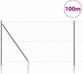 Hexagonální plot s podpěrou 100 x 1,6 m Ocel potažená PVC Šedá 3353321