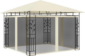 Altán s moskytiérou a světelnými LED řetězy 3x3x2,73 m krémový 3070314