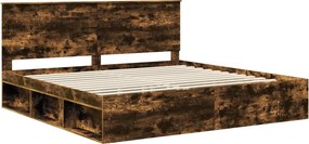 Rám postele Kouřový dub 200 x 200 cm Masivní borové dřevo 3410969