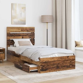 Rám postele s čelo Staré dřevo 90 x 190 cm Kompozitní dřevo 3412026