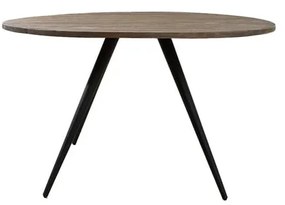 Kulatý jídelní stůl v černé a tmavě hnědé barvě s deskou z akácie ø 140 cm Turi – Light &amp; Living