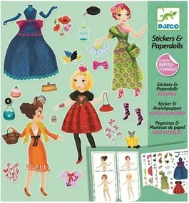 DJECO Kreativní sada Módní návrhářka / 8 karet s panenkami / 4 archy s