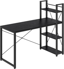 Kancelářský stůl Braken se 3 bočními policemi - 137,2x60x118,7 cm | černý